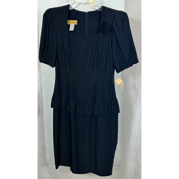 Jane Singer | Dresses | Vintage Jane Singer Black Puff Sleeve Dress ...